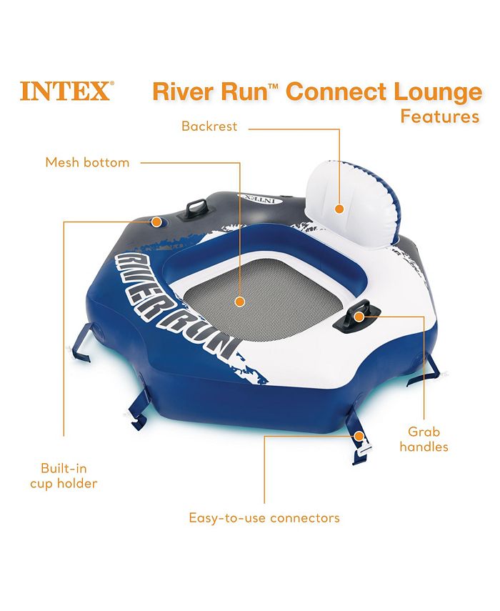 Intex River Run Connect Vinyl Lounge Inflatable Floating Water Tubes (4 ...