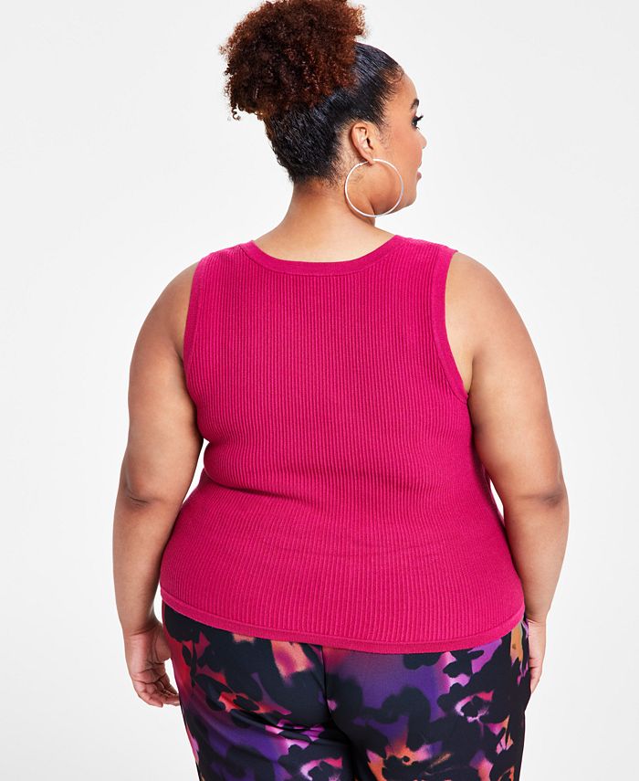 Nina Parker Trendy Plus Size Ribbed Sweater Tank Top - Macy's
