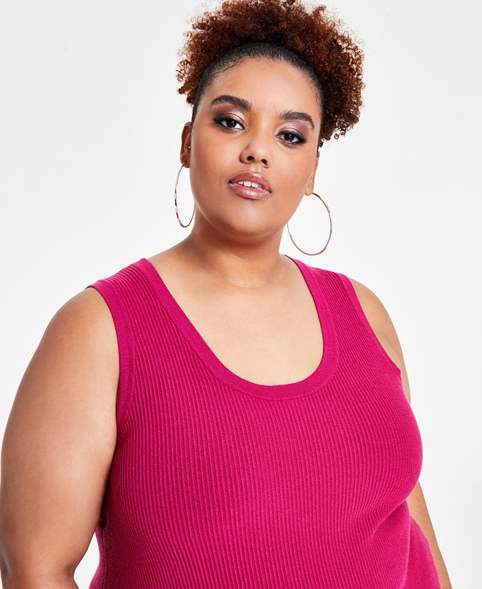 Nina Parker Trendy Plus Size Ribbed Sweater Tank Top - Macy's