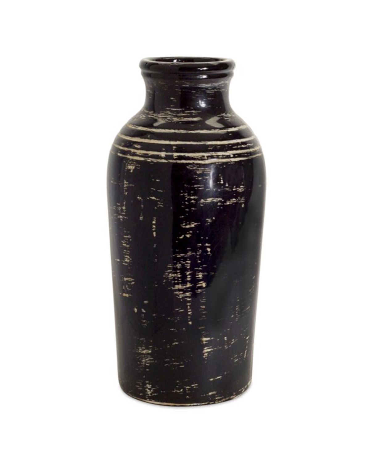Click here for Slickblue Distressed Black Ceramic Vase With Ivory... prices
