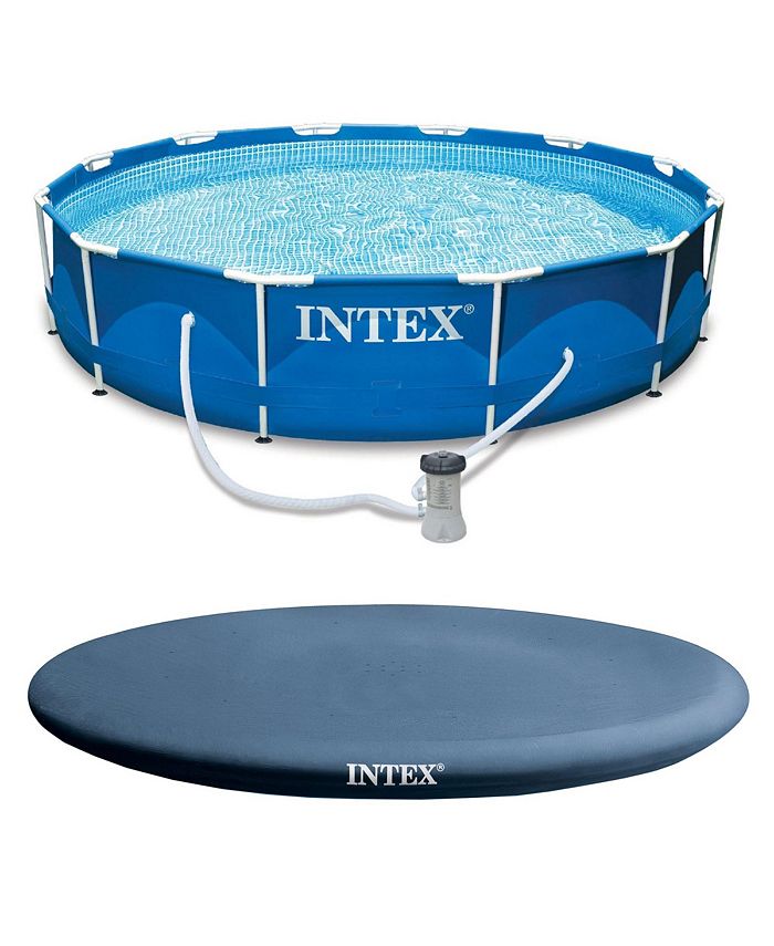 Intex 12' x 30" Metal Frame Round Swimming Pool w/ Filter Pump & 13 ...