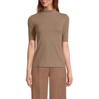 Lands' End Women's Wide Rib Mock Turtleneck - Macy's