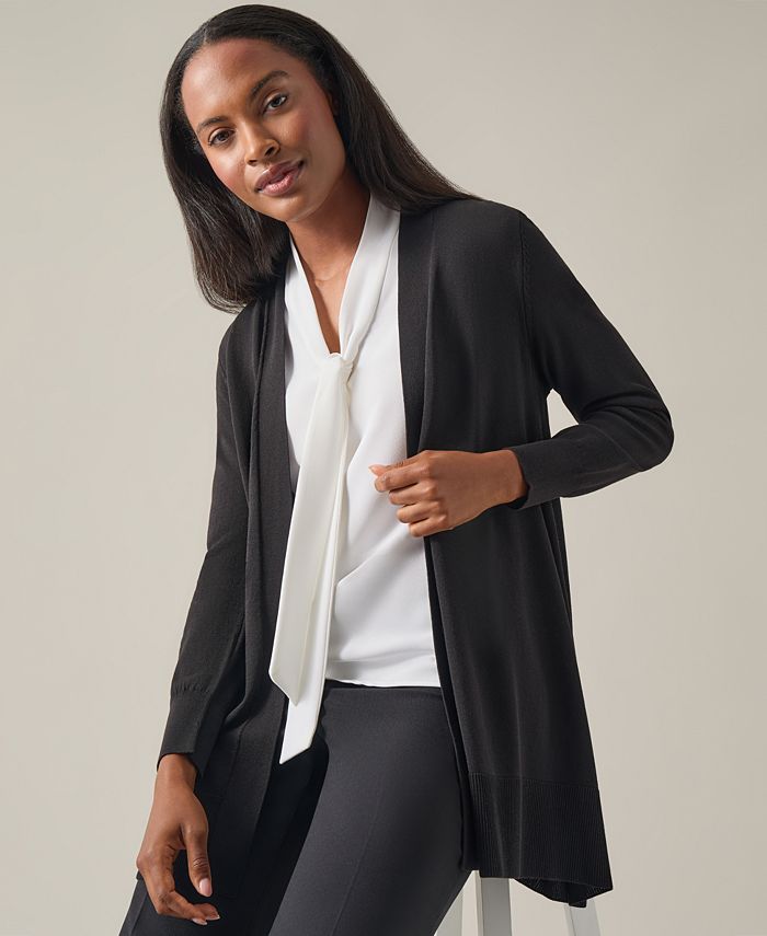 Kasper Women's Asymmetrical-Hem Open-Front Cardigan Sweater - Macy's