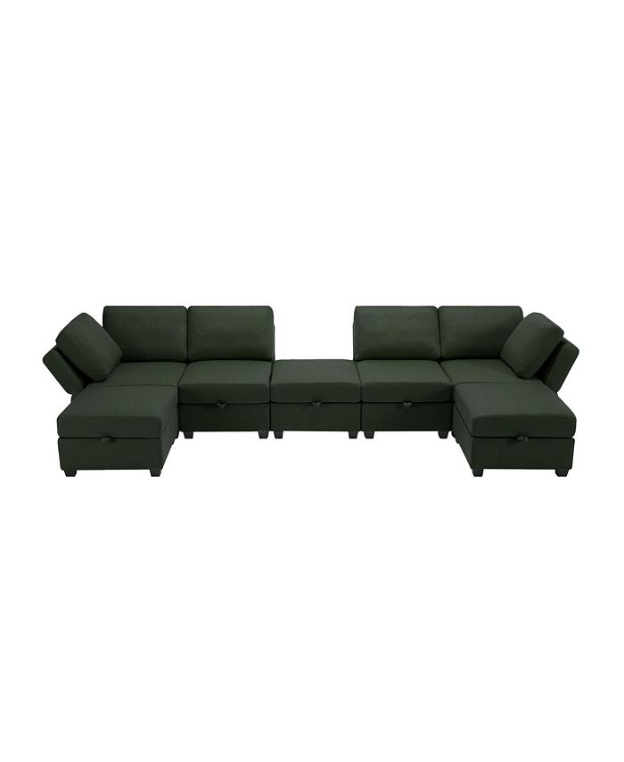 Simplie Fun Modular Sectional Sofa with Storage, Adjustable Arms ...