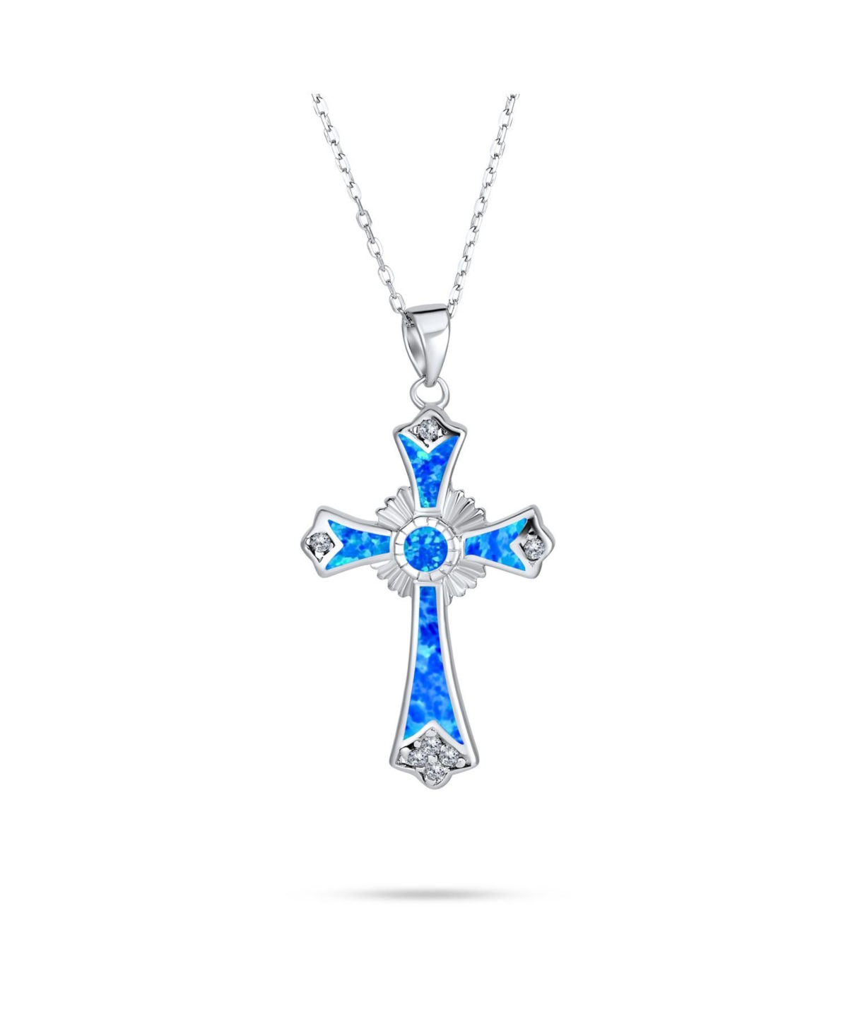 Click here for Bling Jewelry Silver Opal Cz Cross Pendant Necklac... prices