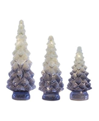 Slickblue Set of 3 LED Frosted Glass Tree Decorations - Macy's