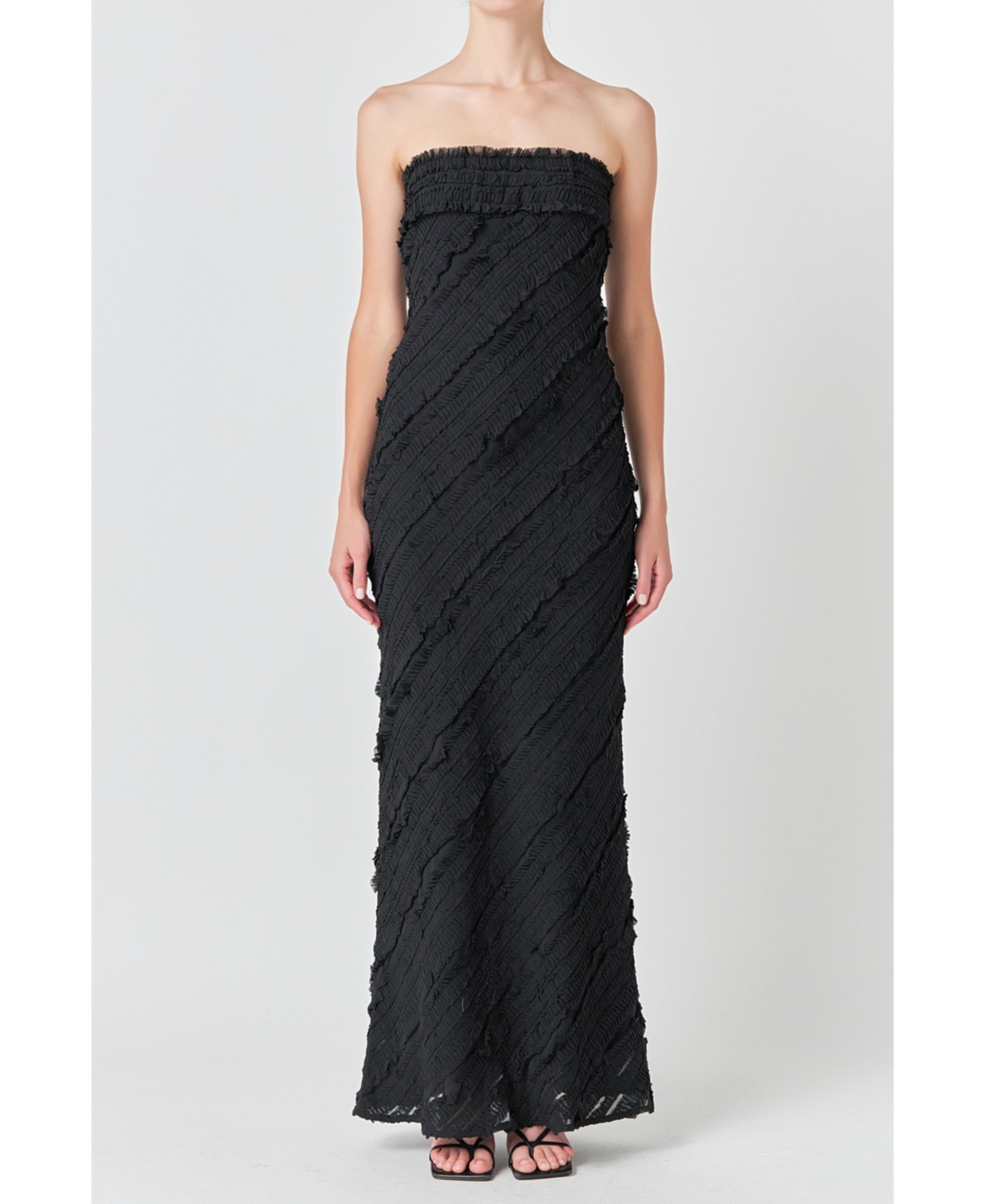 Click here for endless rose Womens Strapless Ruffled Maxi Dress -... prices