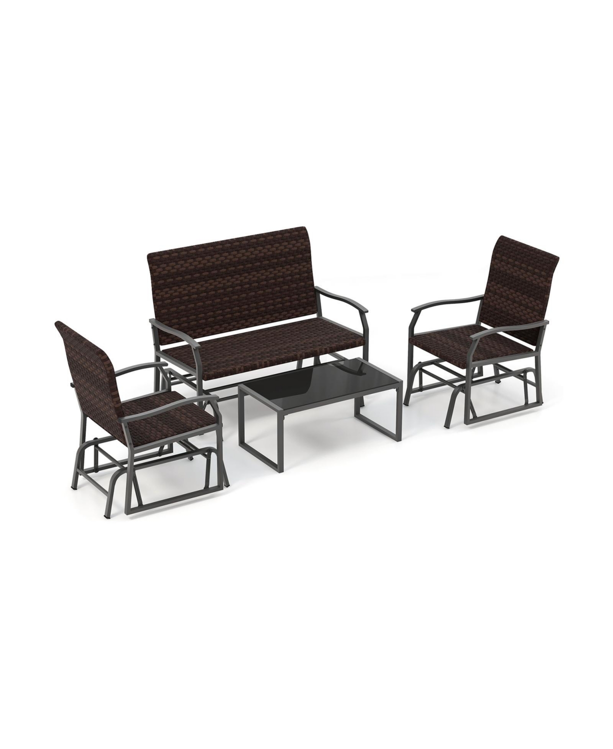 Click here for Slickblue 4 Piece Patio Gliding Set Wicker Swing G... prices