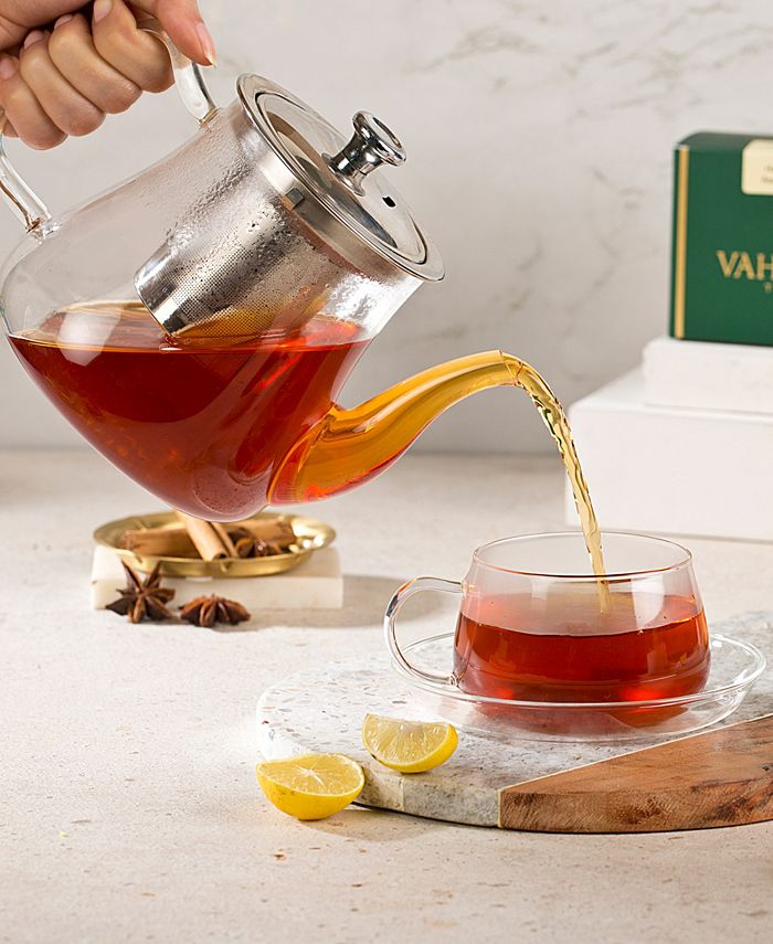 Vahdam Teas Transparent Radiance Glass Tea Pot with Infuser, 1000 ML ...