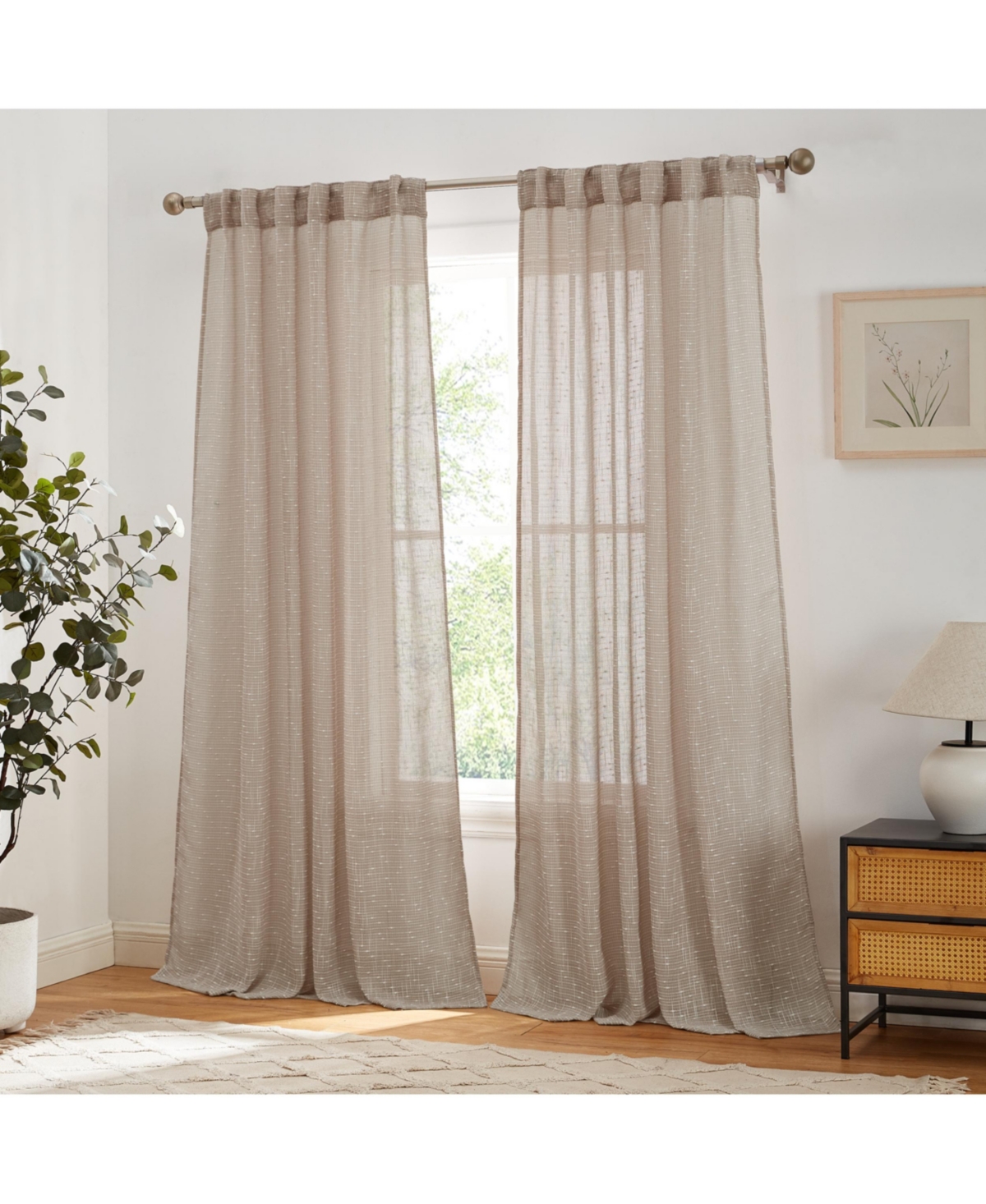 Click here for Hlc.me Emily Faux Linen Semi Sheer Transparent Rod... prices