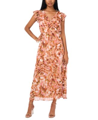MSK Women's Flutter-Sleeve Surplice Midi Dress - Macy's