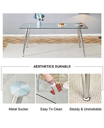 Simplie Fun Modern Glass Dining Table with Silver Legs - Macy's
