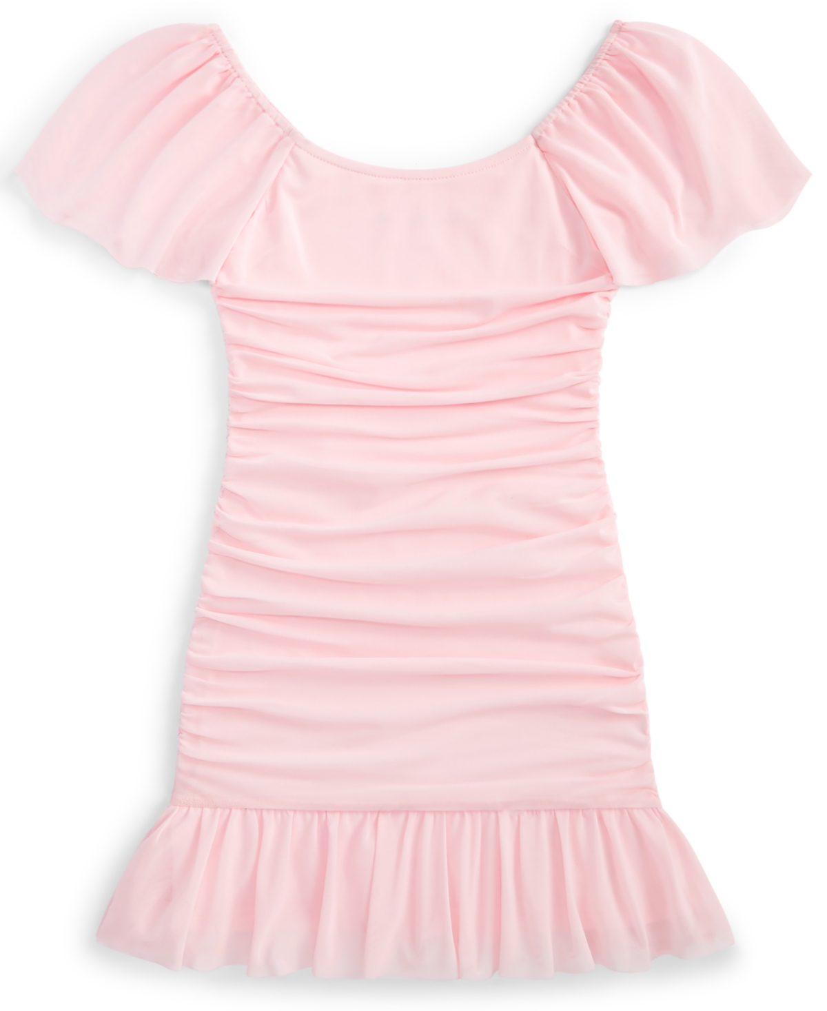 Click here for With Jules Big Girls Ruched Flutter-Sleeve Mesh Dr... prices