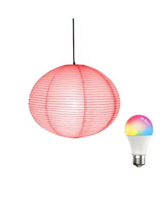 Brightech Jupiter Rice Paper Pendant with Color Changing Light Bulb ...