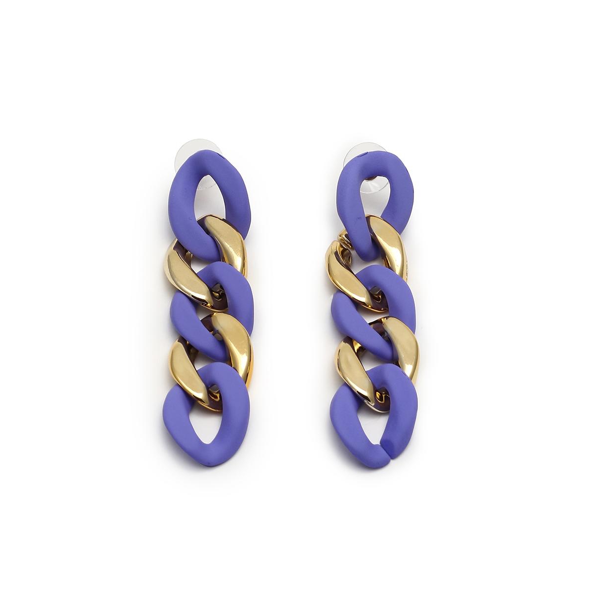 Click here for Sohi Womens Chainlink Drop Earrings - Purple prices