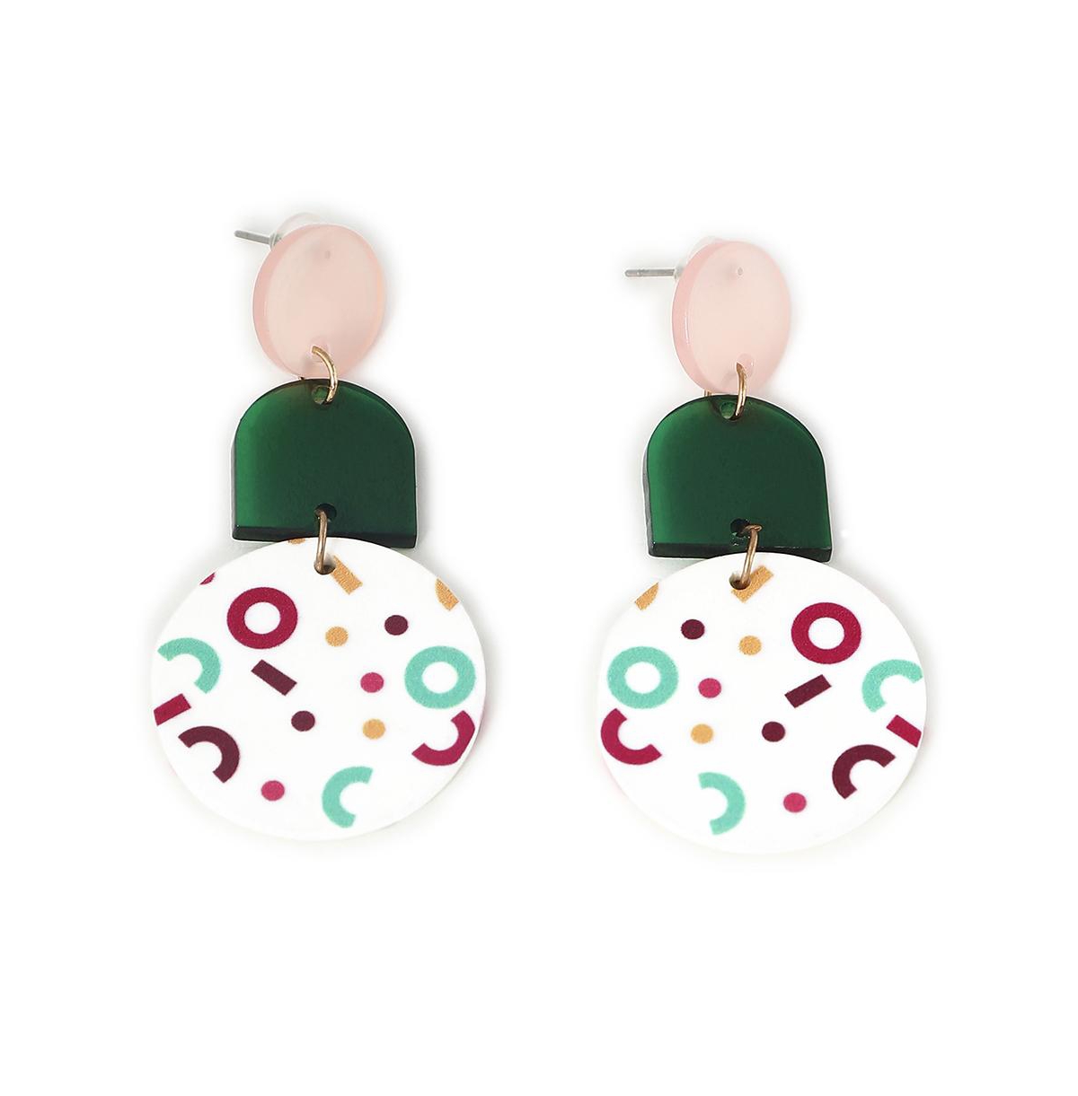 Click here for Sohi Womens Block Drop Earrings - Green prices