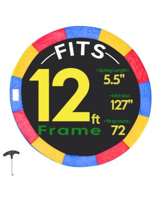 Yescom 12FT Trampoline Spring Cover and Replacement Mat w/ 72V-Ring ...