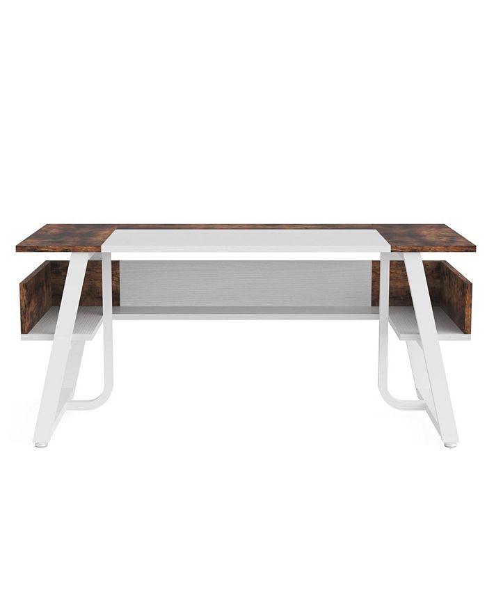 Tribesigns 63 inch Computer Desk Modern Office Desk with Shelf for Home ...