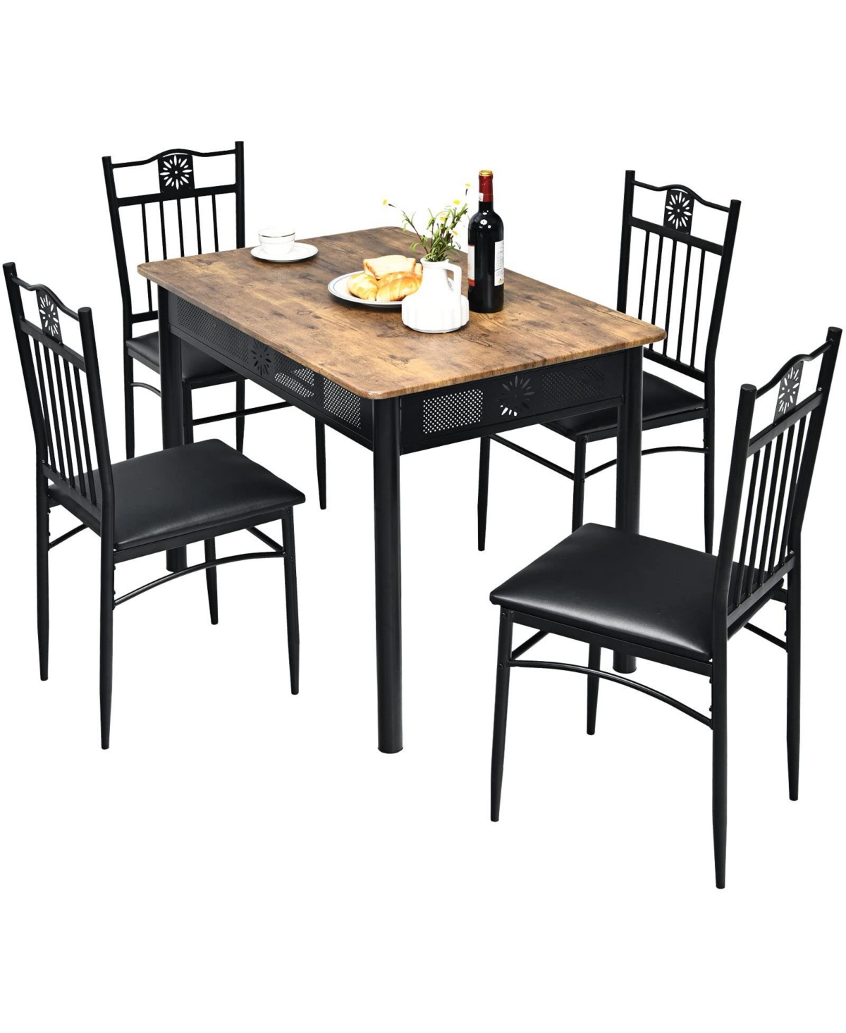 Click here for Sugift 5 Pieces Dining Set Wood Metal Table and 4... prices
