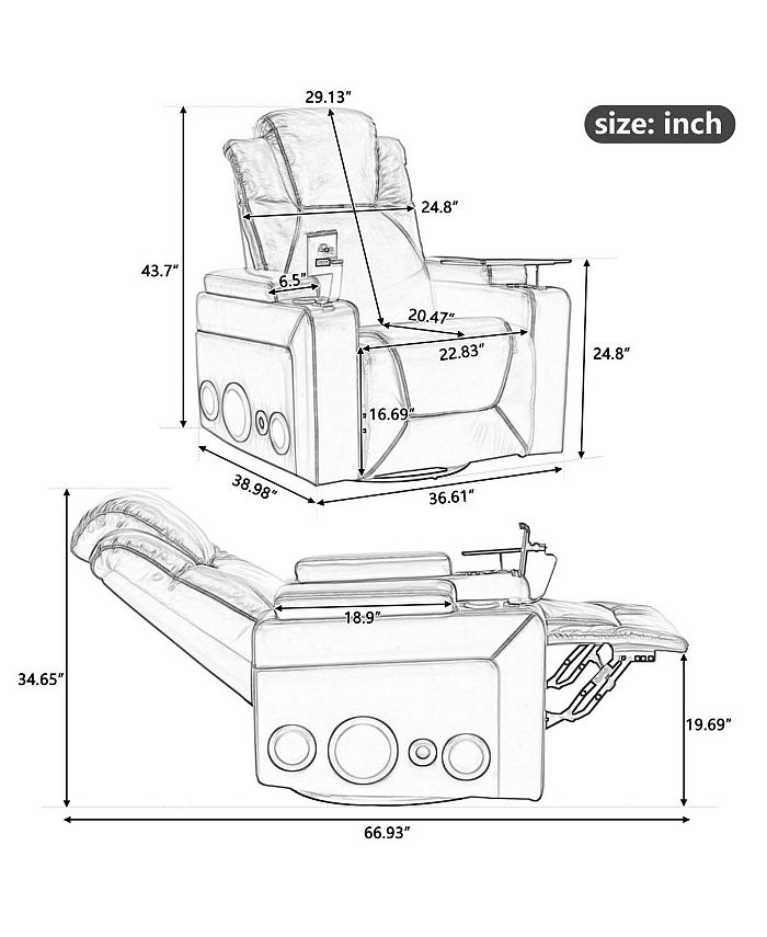 Simplie Fun Swivel Power Recliner with Surround Sound & Storage - Macy's