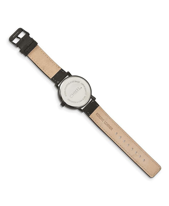 Chisel Matte Black IP-plated Red Dial Watch - Macy's