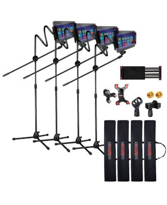5 Core Microphone Stand 4 Pack + Phone Holder Floor Boom Mic Stand ...