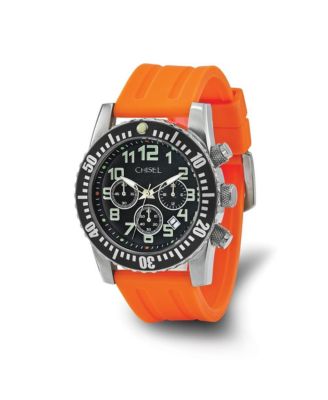 Chisel Black Dial Orange Silicone Strap Chronograph Watch - Macy's