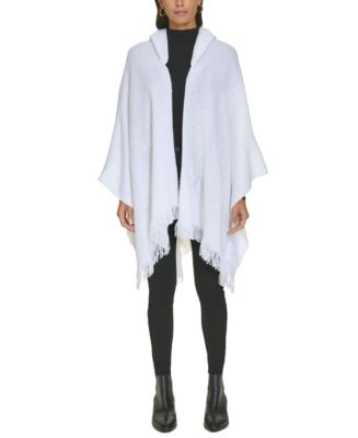 Calvin Klein Women's Hooded Fringe-Trim Shawl - Macy's