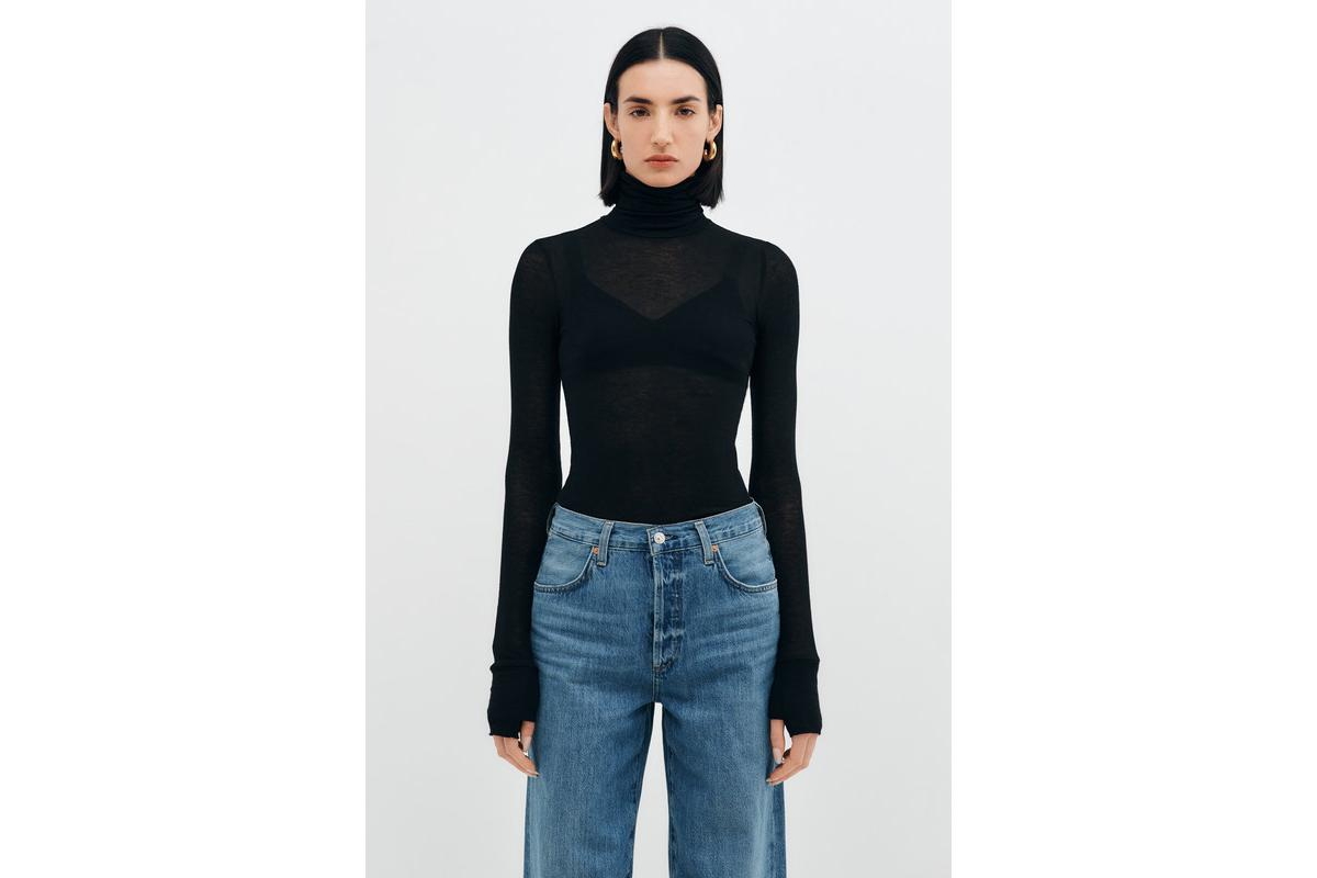 Click here for Marcella Womens Eloise Sheer Turtleneck - Black prices