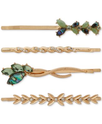lonna & lilly Gold-Tone 4-Pc. Green Stone Bobby Pin Set - Macy's
