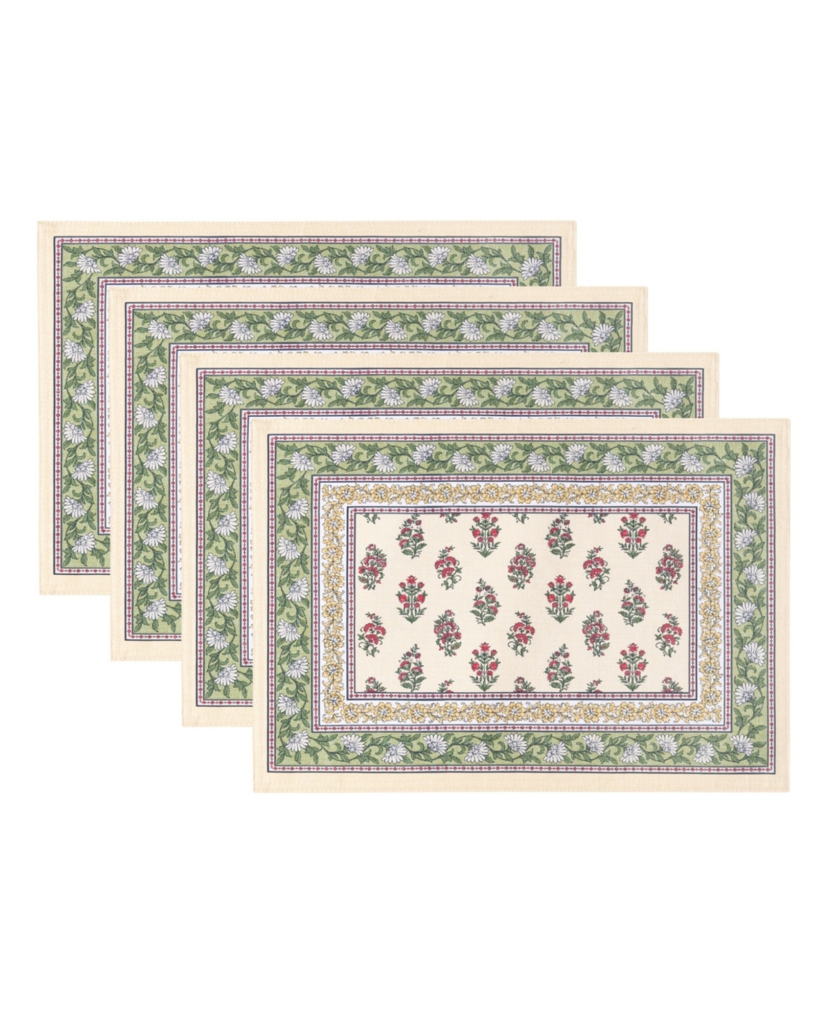 Elrene Nomad Harvest Block Print Placemats 13 x 19  Set of 4 - Multi