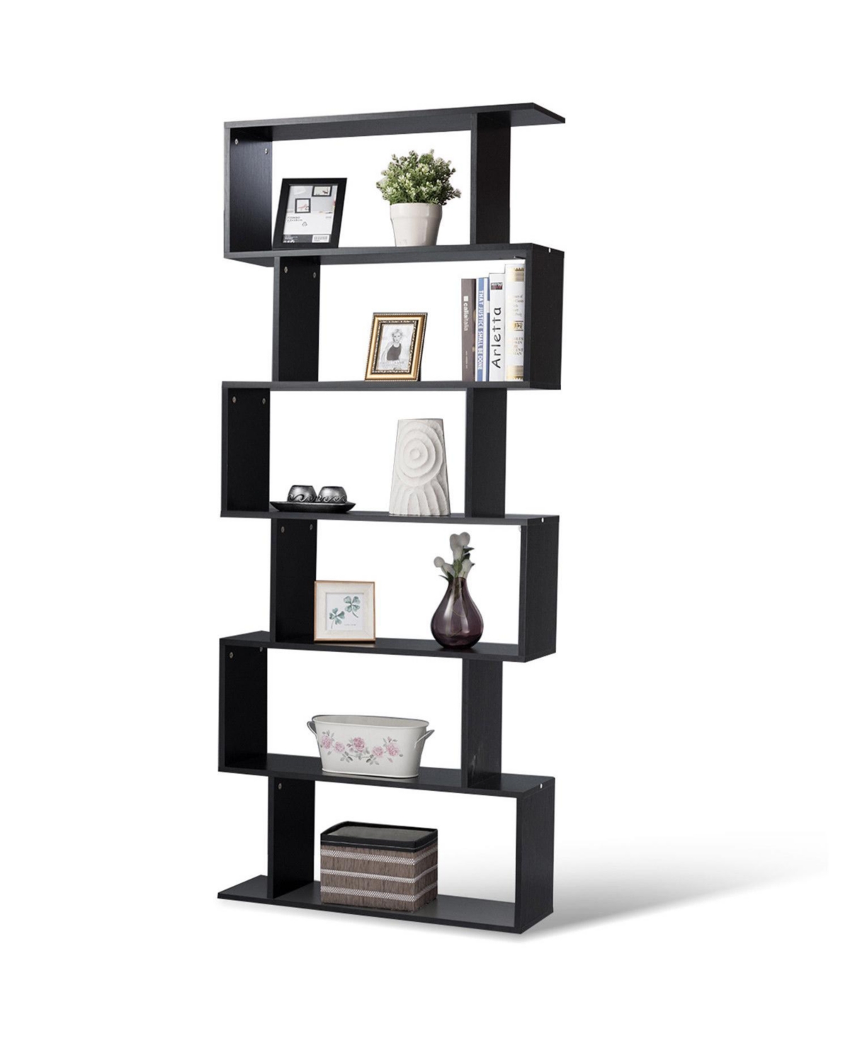 Click here for Gymax 6 Tier S-Shaped Bookcase Z-Shelf Style Stora... prices