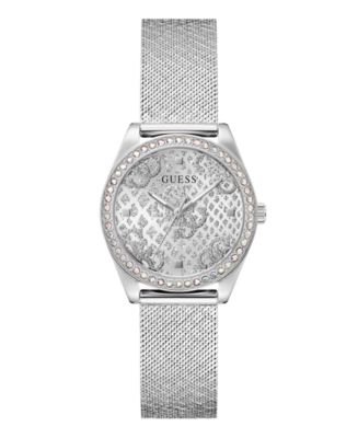 Guess Women's Analog Silver Mesh Watch 32mm - Macy's