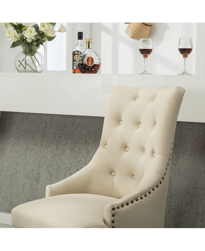 Simplie Fun Button Tufted Solid Wood Wingback Hostess Chairs with Nail ...