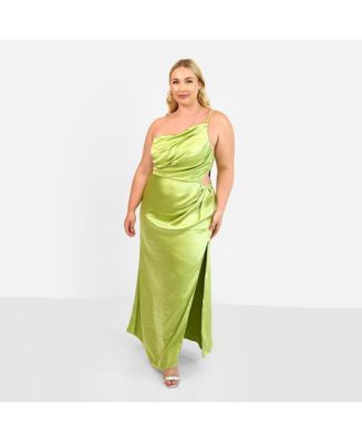 Rebdolls Plus Size Emma Satin One Shoulder Maxi Bodycon Dress - Macy's