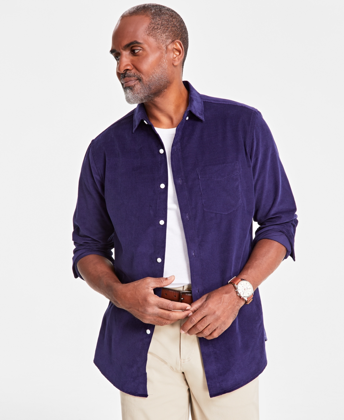 Click here for Club Room Mens Glen Plaid Cotton Corduroy Shirt  M... prices