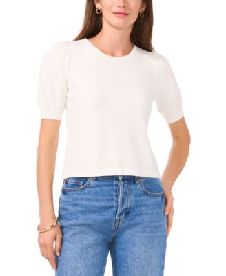 Sam & Jess Women's Short Puff-Sleeve Sweater - Macy's