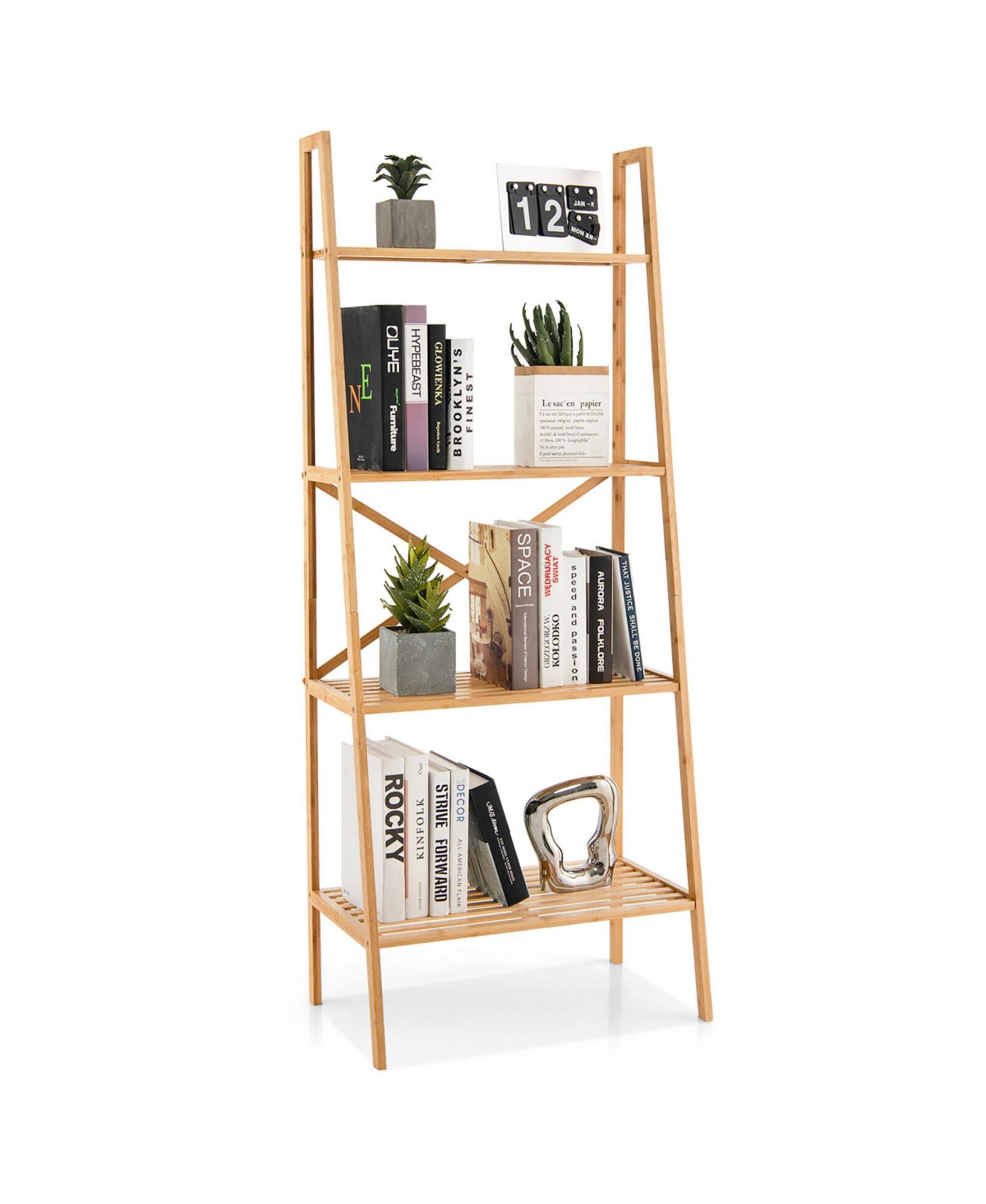 Click here for Gymax 4-Tier Bamboo Ladder Bookshelf 58 Display Sh... prices