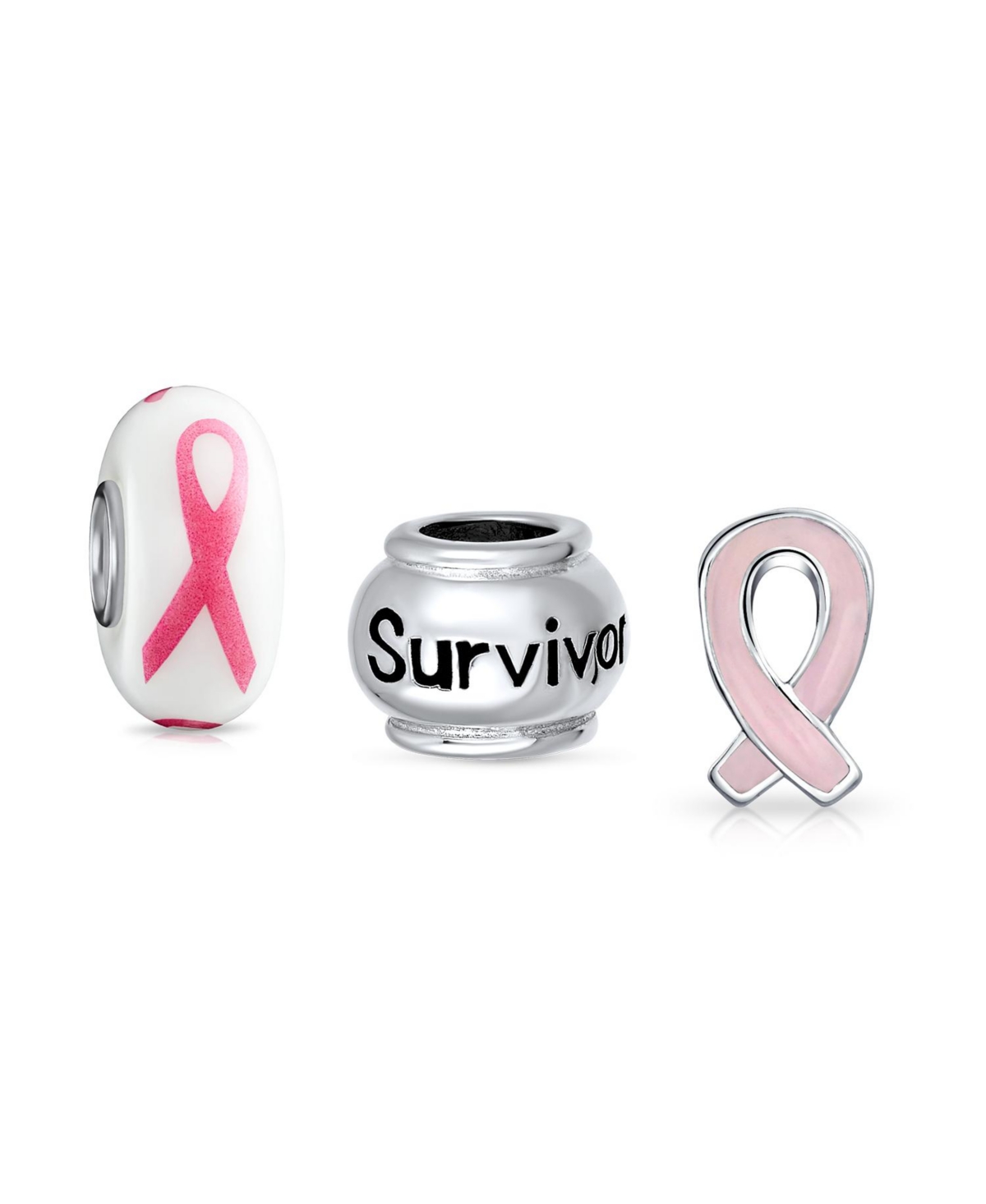 Click here for Bling Jewelry Survivor Pink Ribbon Mix Set Of 3 St... prices