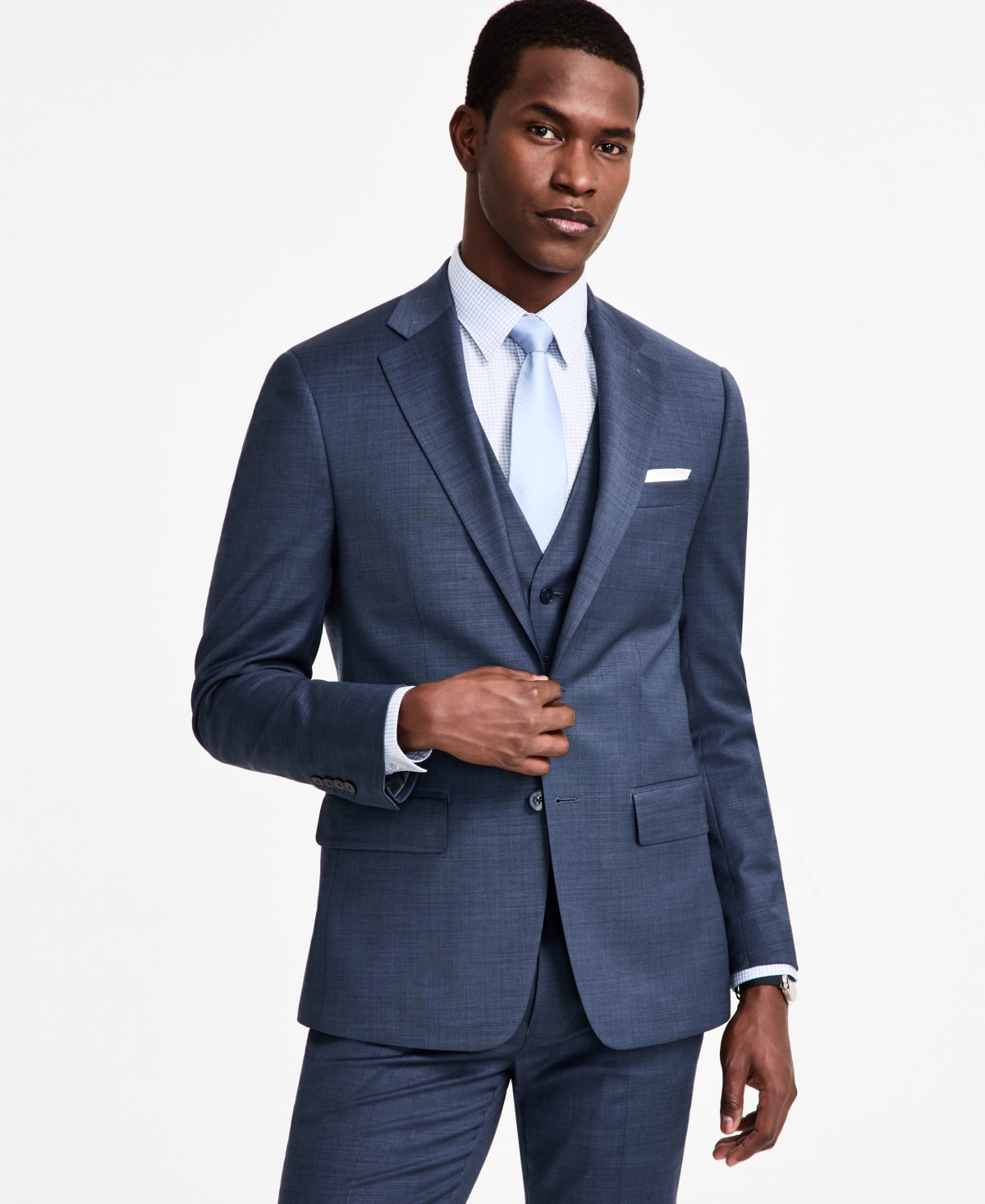 Click here for Calvin Klein Mens Slim-Fit Wool-Blend Stretch Suit... prices