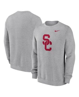 Nike Men's Heather Gray USC Trojans Primetime Evergreen Fleece Pullover ...
