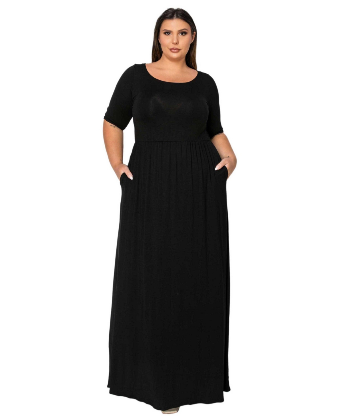 Click here for L I V D Plus Size Eva Pocket Maxi Dress - Black prices