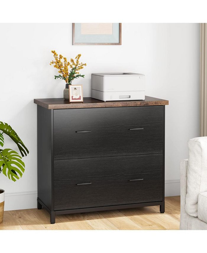 Tribesigns 2-Drawer File Cabinet, Wood Lateral Filing Cabinet, Home Office File Cabinet for A4 ...