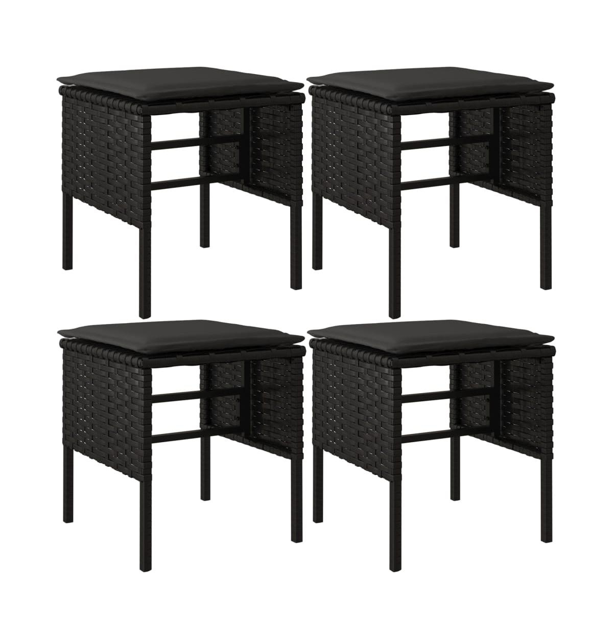 Click here for vidaXL Patio Footstools with Cushions 4 pcs Black... prices