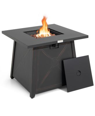 INOLAIT 30 Inch Square Propane Gas Fire Table with Waterproof Cover ...