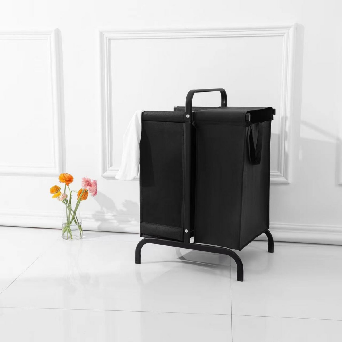 Streamdale 2-Tier Laundry Hamper with Sorting Cards - Black