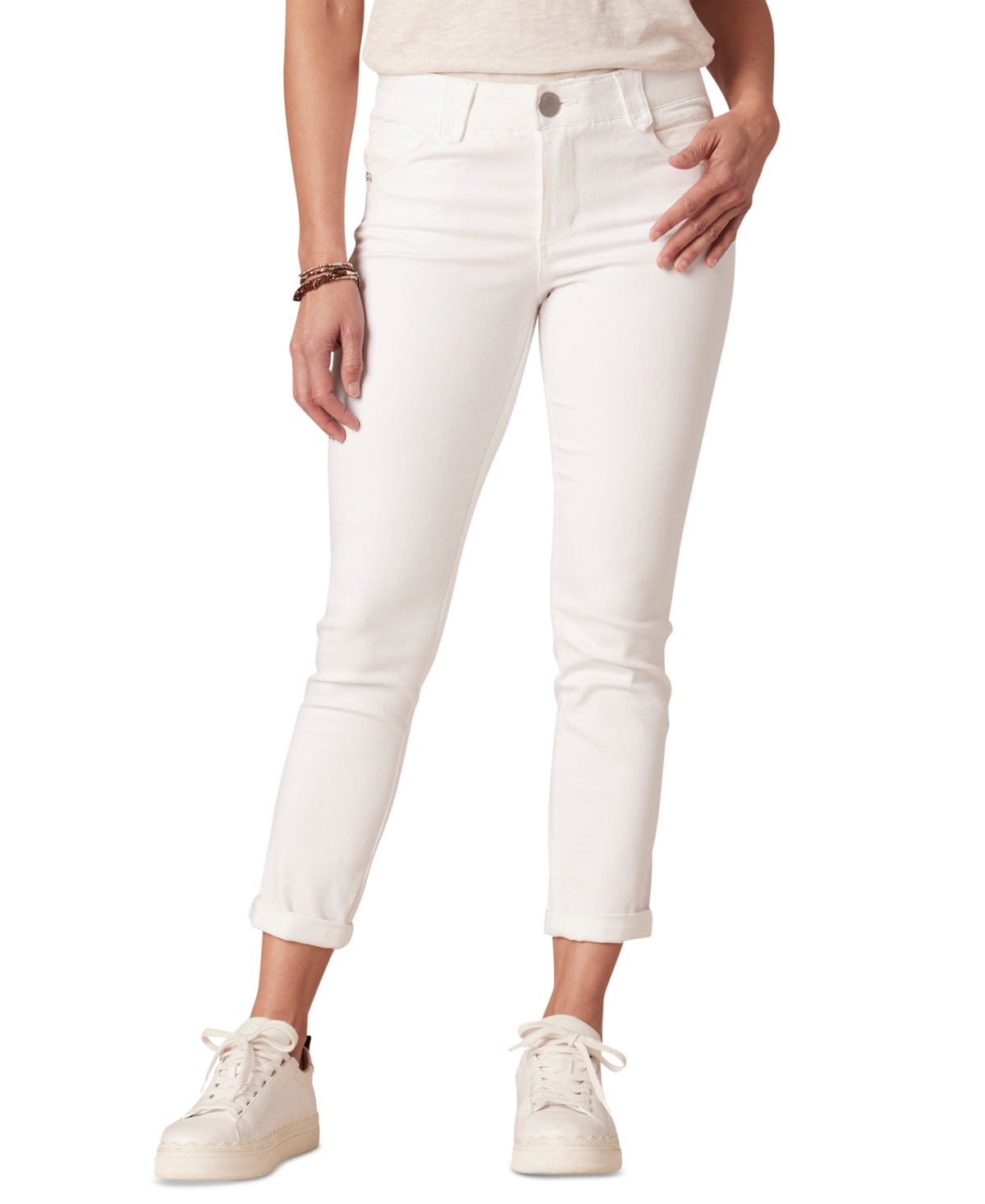 Click here for Democracy Petite Mid Rise Ankle Length Jeans - Whi... prices