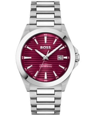 Hugo Boss Men's Strike Quartz Basic Calendar Stainless Steel Watch 41mm ...
