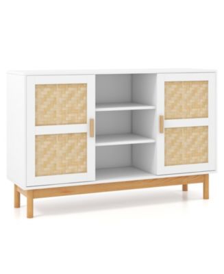 48 Inch Sideboard Buffet Cabinet Floor Storage Cabinet with 2 Bamboo ...
