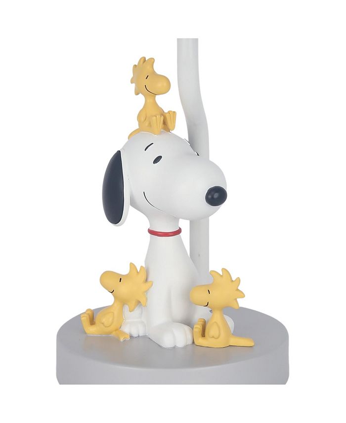 Lambs & Ivy Classic Snoopy & Friends White/Gray Nursery Lamp with Shade ...